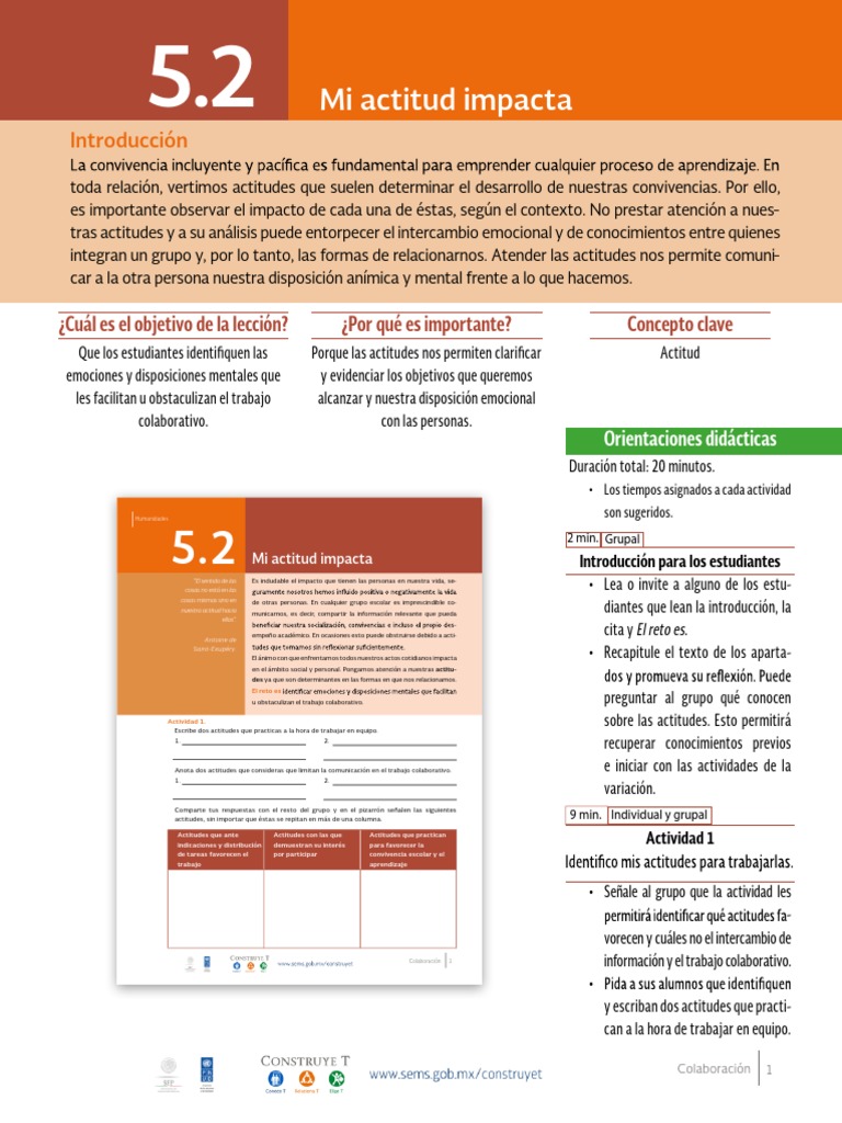 5.2 P Mi Actitud Impacta M3 R2 | PDF | Las emociones | Actitud (psicología)