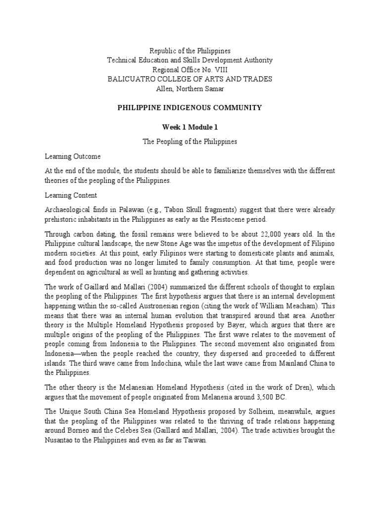 Module Indigenous Community | PDF | Philippines | Ethnic Groups