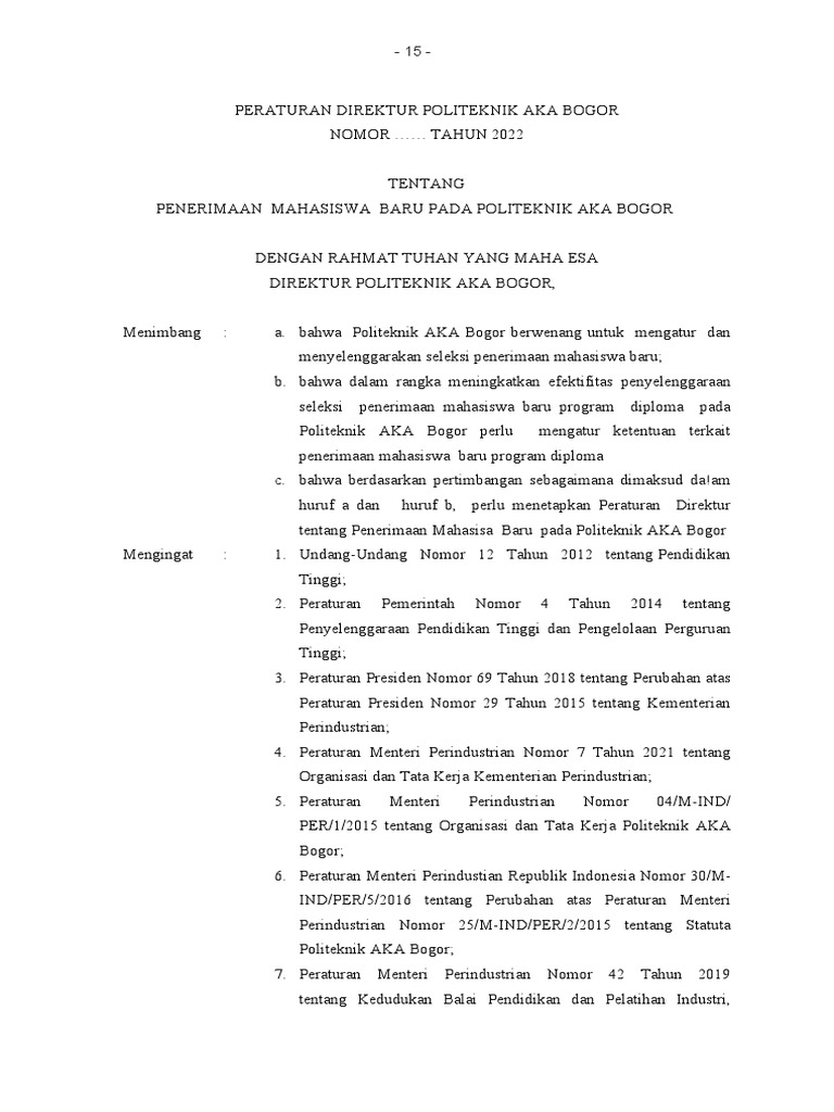 Draft Perdir PMB | PDF