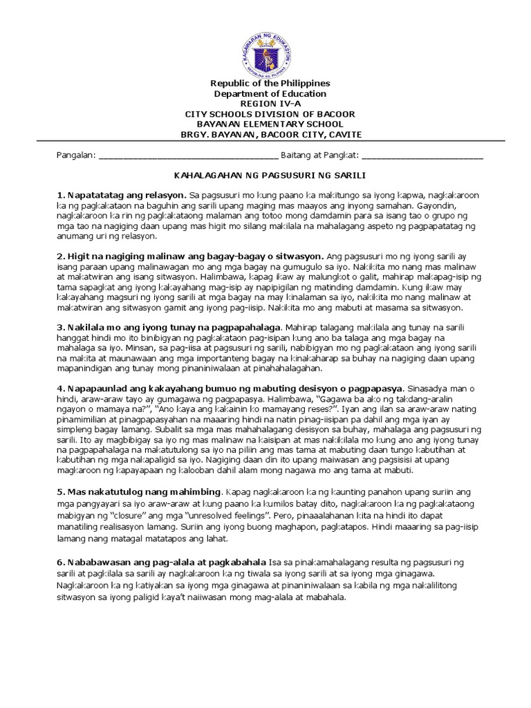 ESP Q1 W2 D3 Activity Sheet | PDF