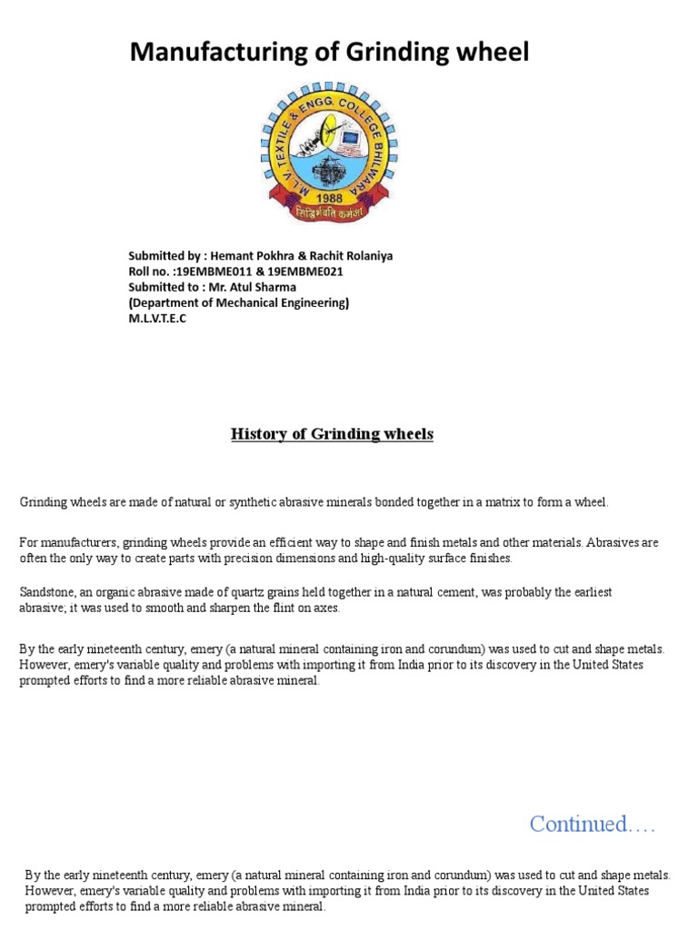 Manufacturing of Grinding Wheel | PDF | Abrasive | Grinding (Abrasive Cutting)