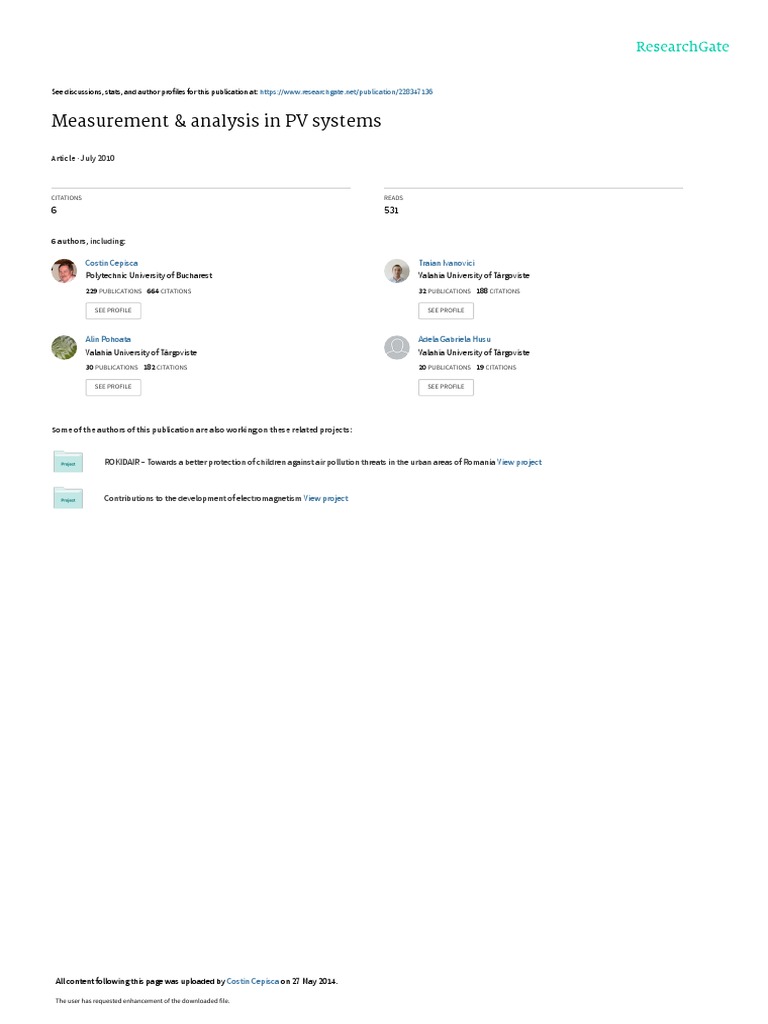 Measurement and Analysis of Photovoltaic Systems Using LabVIEW: A Case ...