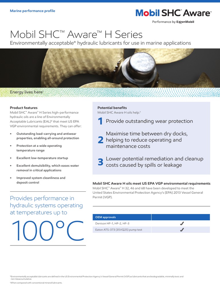 Mobil SHC Aware H Series | PDF | Lubricant | Viscosity