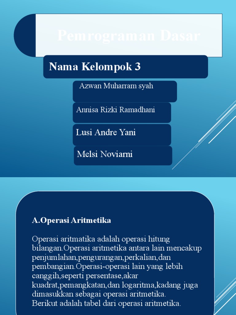 Pemograman Dasar Tentang Operasi Aritmetika Dan Logika | PDF
