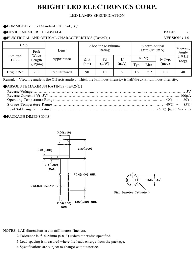 Datasheet - LED ROJO | PDF