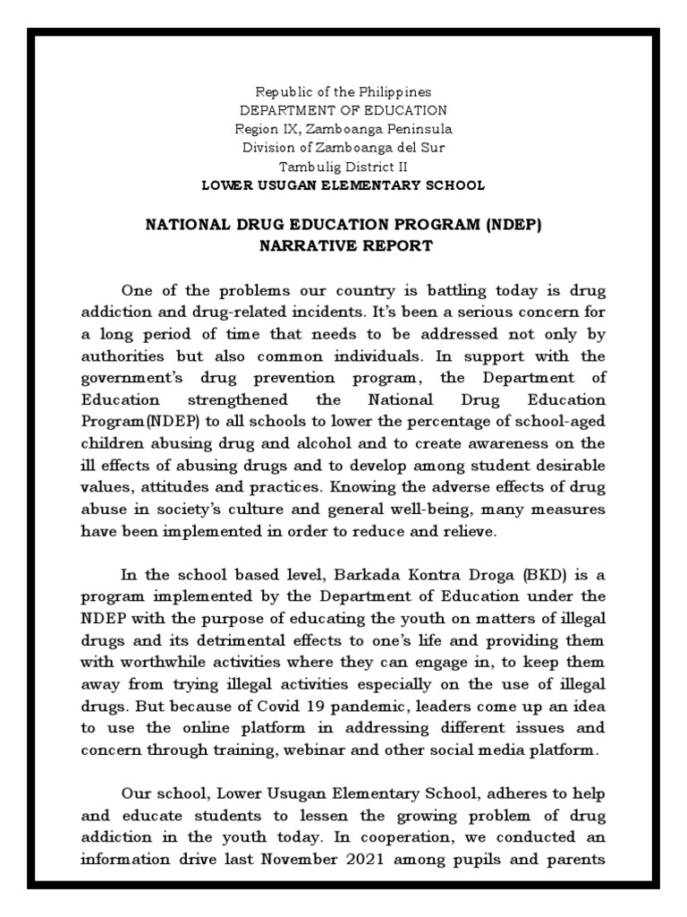 LowerUsuganES-NDEP Narrative Report | PDF | Social Science