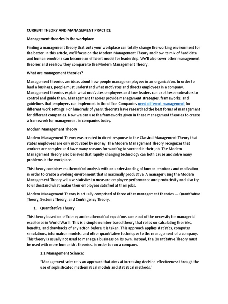 Current Theory and Management Practice | PDF | Leadership | Statistics