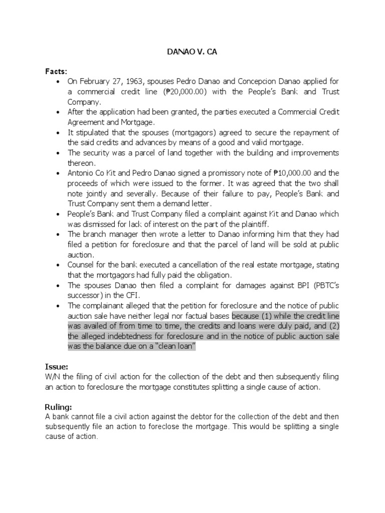 Civil Procedure Digest 3 | PDF | Foreclosure | Cause Of Action