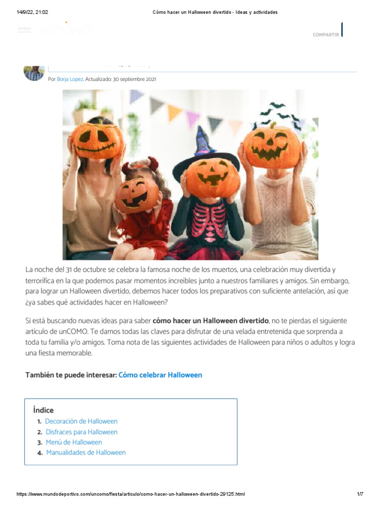 Cómo Hacer Un Halloween Divertido - Ideas y Actividades | PDF | Víspera ...