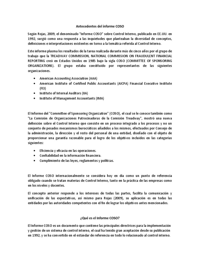 Qué Es El Informe COSO | PDF | Comportamiento | Información