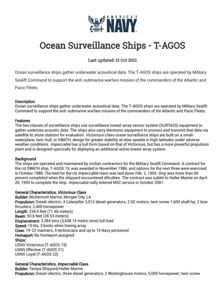 AGOS Mission | PDF | Ships | Submarines