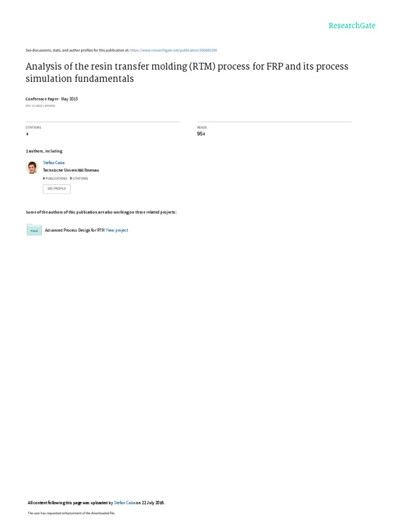 Analysis of The Resin Transfer Molding RTM Process | PDF | Viscosity ...