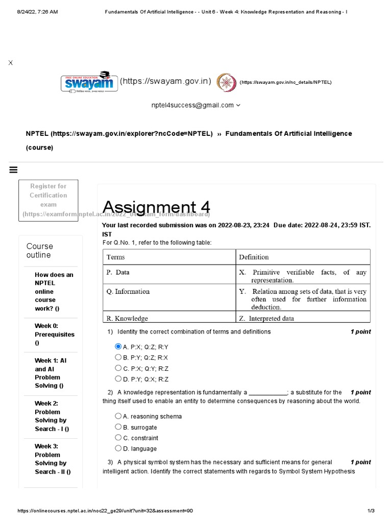 Fundamentals of Artificial Intelligence - Unit 6 - Week 4 - Knowledge Representation and ...