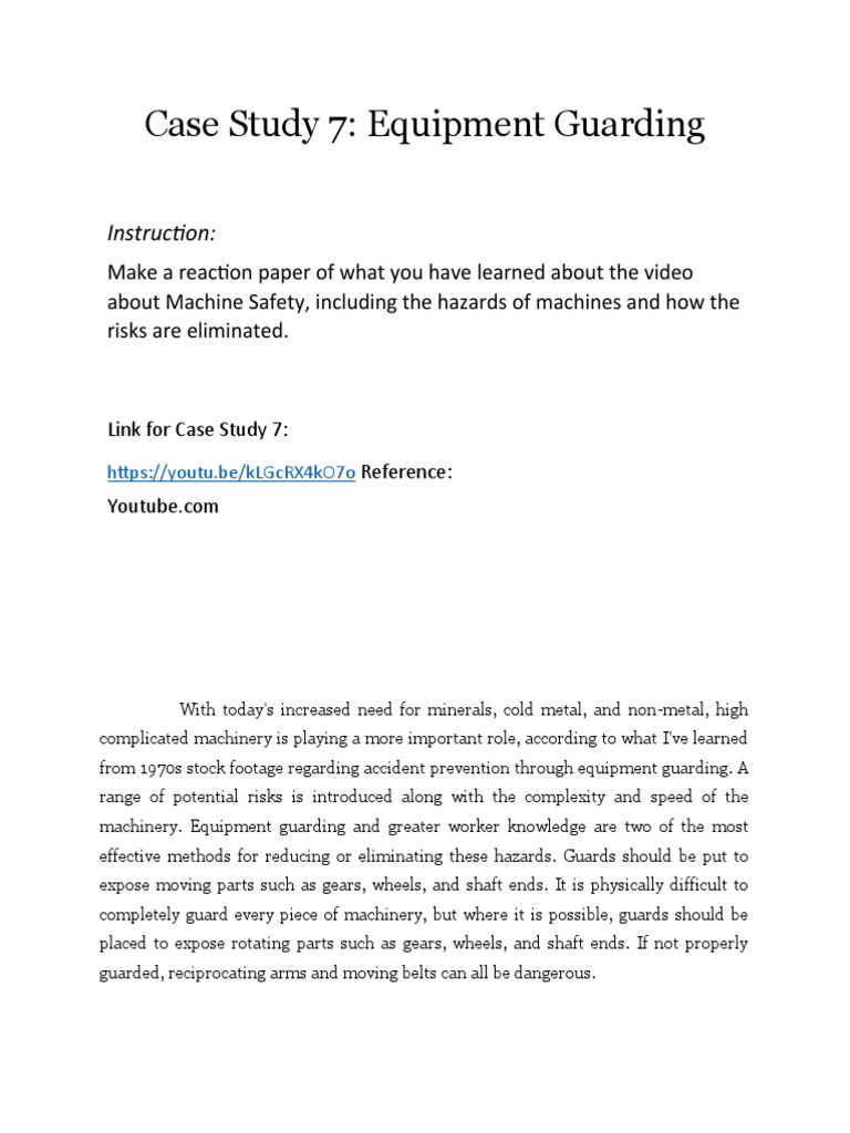 Case Study 7 Equipment Guarding | PDF