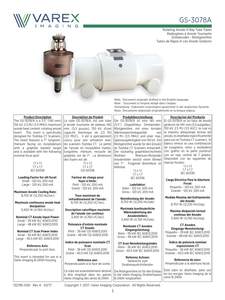 Catalog Varex GS-3078A 2017 | PDF | Grandeur physique | Quantité