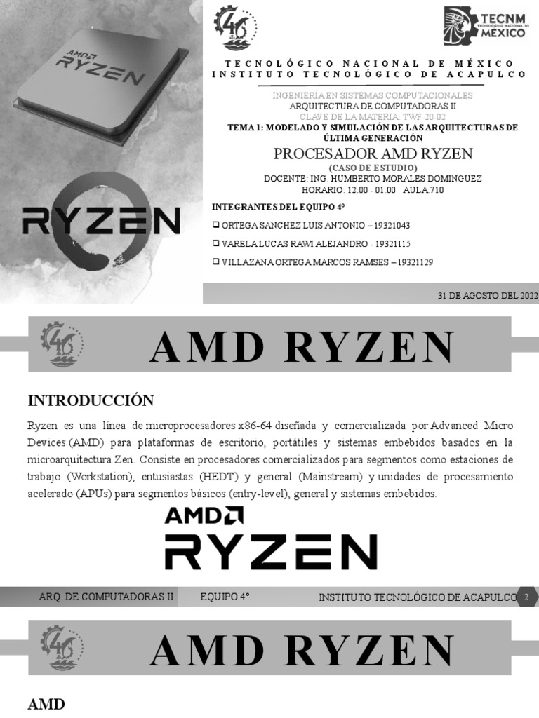 Presentación AMD RYZEN (Equipo 4°) | PDF | Microprocesador | Micro ...