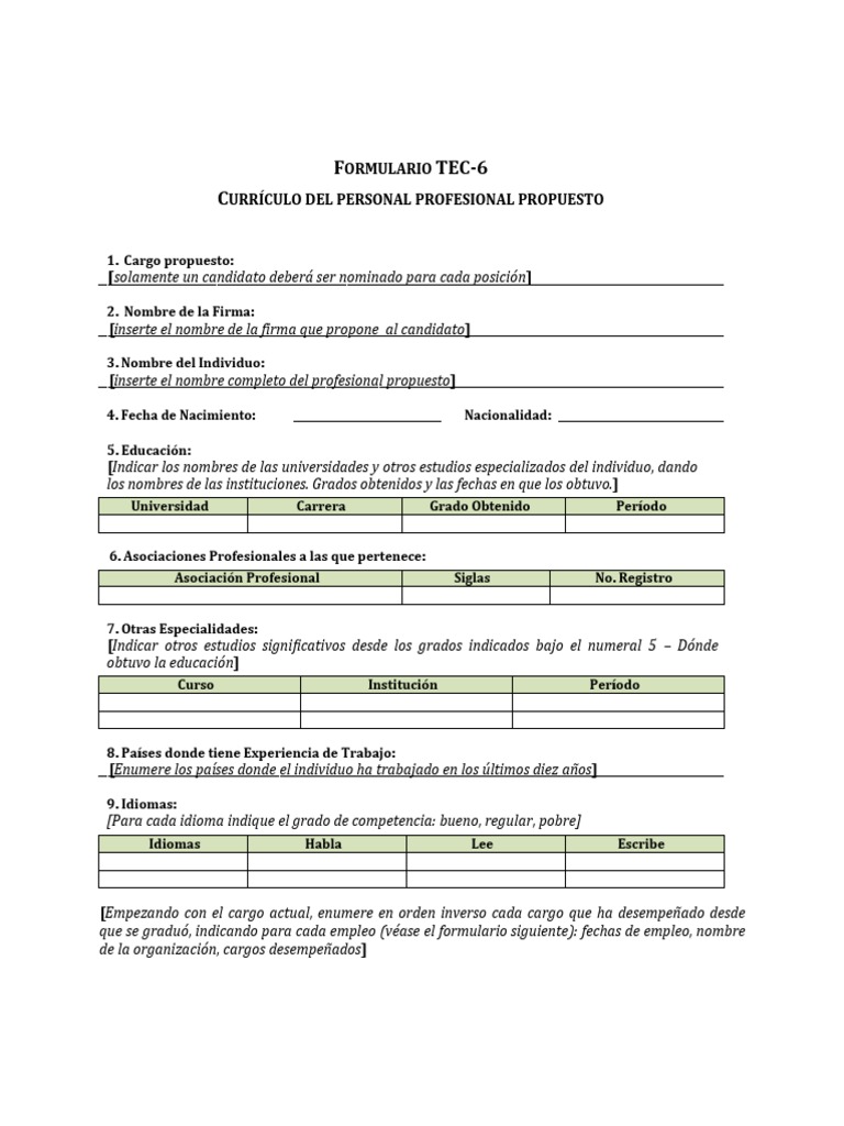 Formulario Tec-6 | PDF