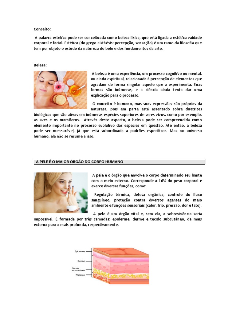 Apostila - Curso Limpeza de Pele | PDF | Pele | Epiderme