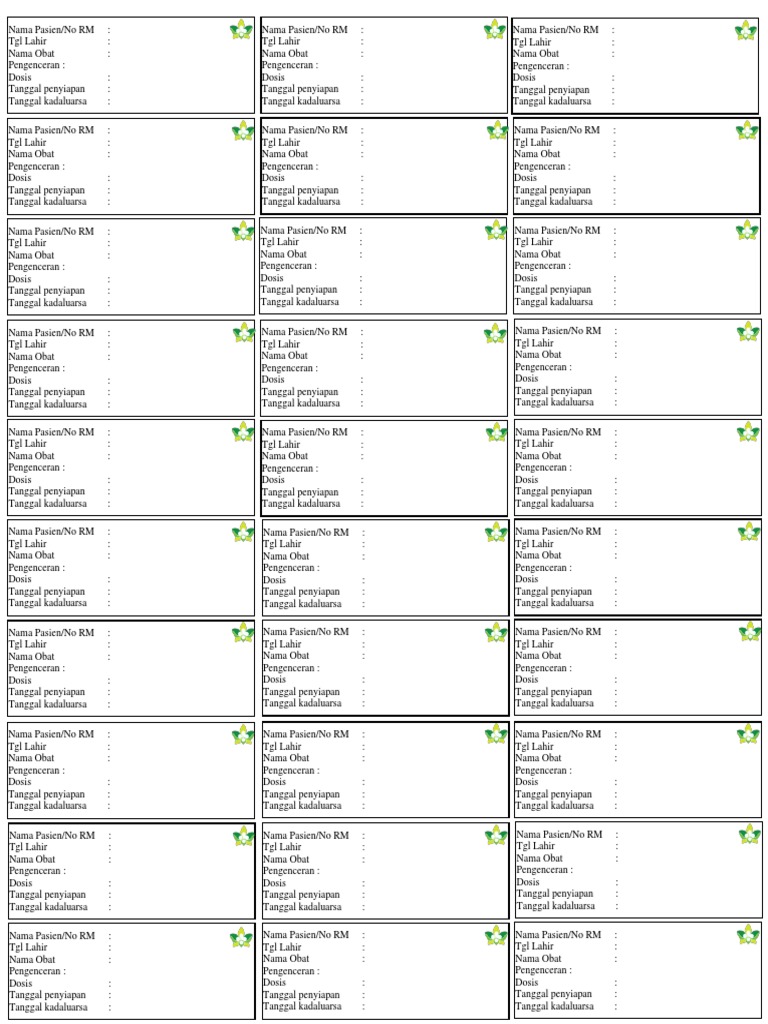 Label Cairan Infus Dan Obat Pada Syringe Pump | PDF