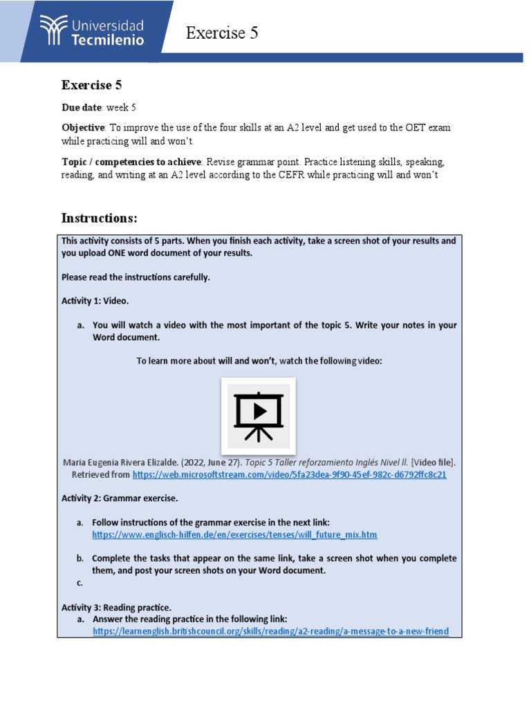 Exercise 5 | PDF | Learning | Communication