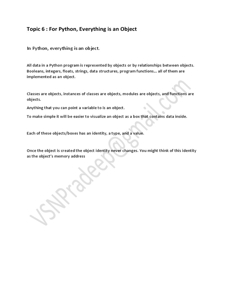 Everything Is Object in Python | PDF | Variable (Computer Science) | Subroutine