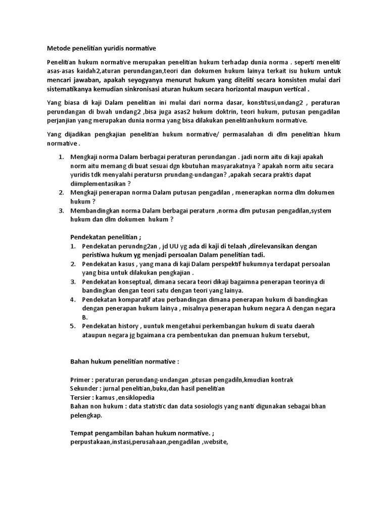 Metode Penelitian Yuridis Normative | PDF