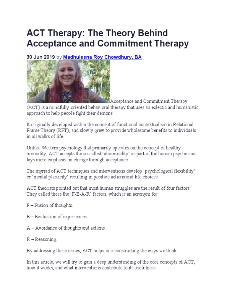 ACT Therapy The Theory Behind Acceptance and Commitment Therapy | PDF ...