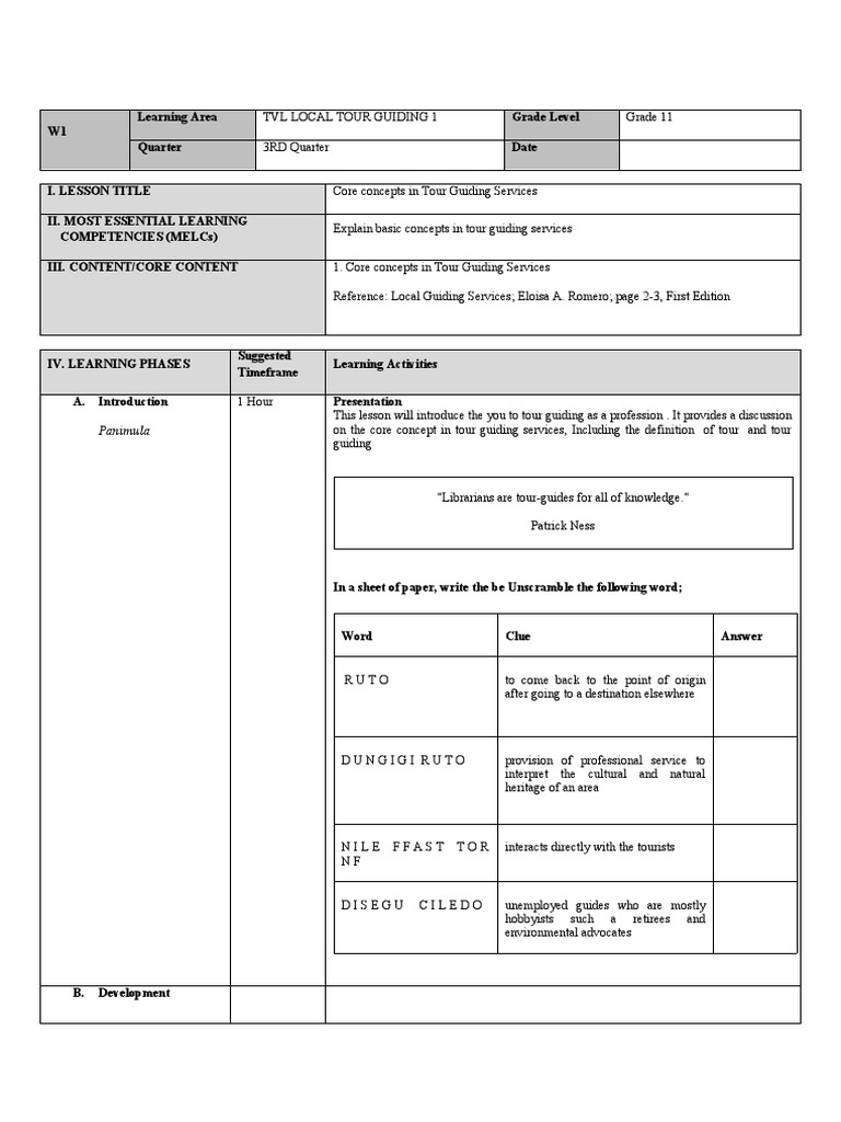 KS4 LeaP LOCAL GUIDING G11 w1 | PDF | Tourism | Cognitive Science