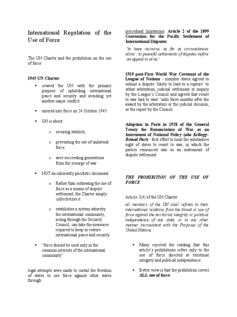 PIL Use of Force | PDF | Self Defense | United Nations Security Council