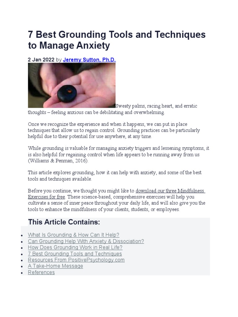7 Best Grounding Tools and Techniques To Manage Anxiety | PDF | Anxiety ...
