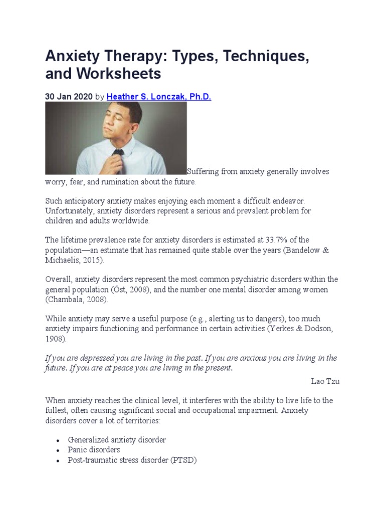 Anxiety Therapy Types, Techniques, and Worksheets | PDF | Cognitive ...