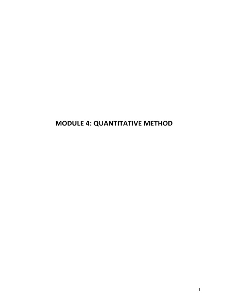 RM - Module 4 - Quantitative Method (Week 6-7-8) | PDF | Sampling (Statistics) | Statistics
