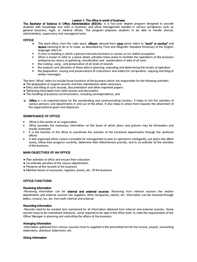 Understanding Office Management Basics | PDF | Human Resources | Business