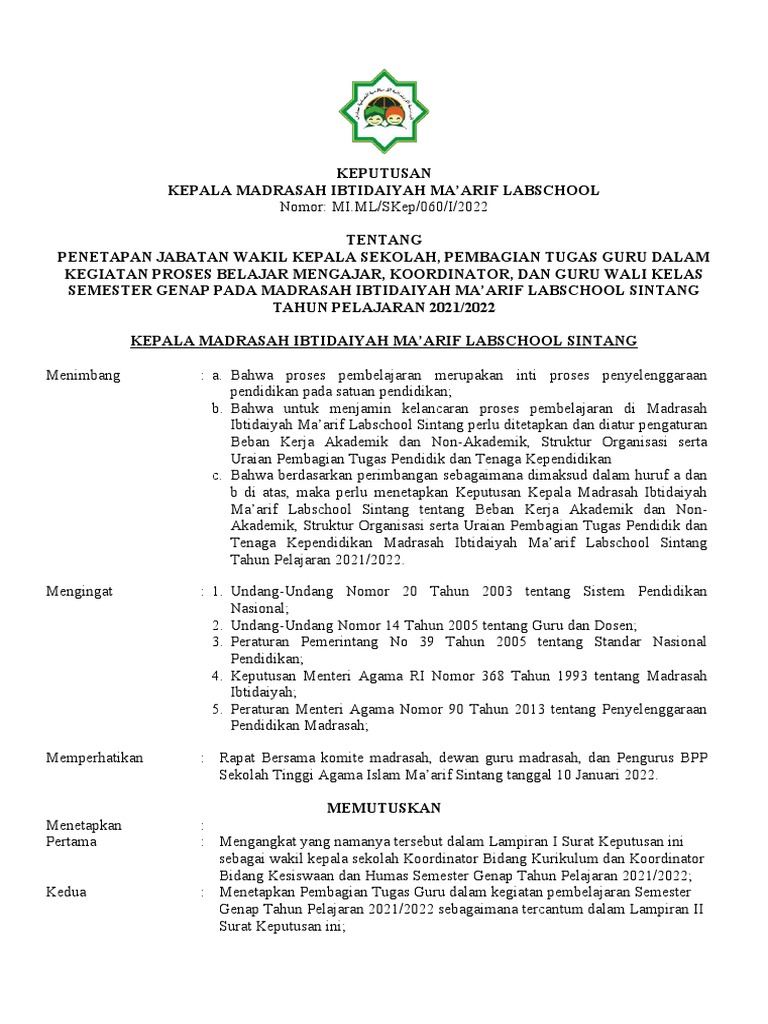 SK Mengajar 2021-2022 GENAP | PDF