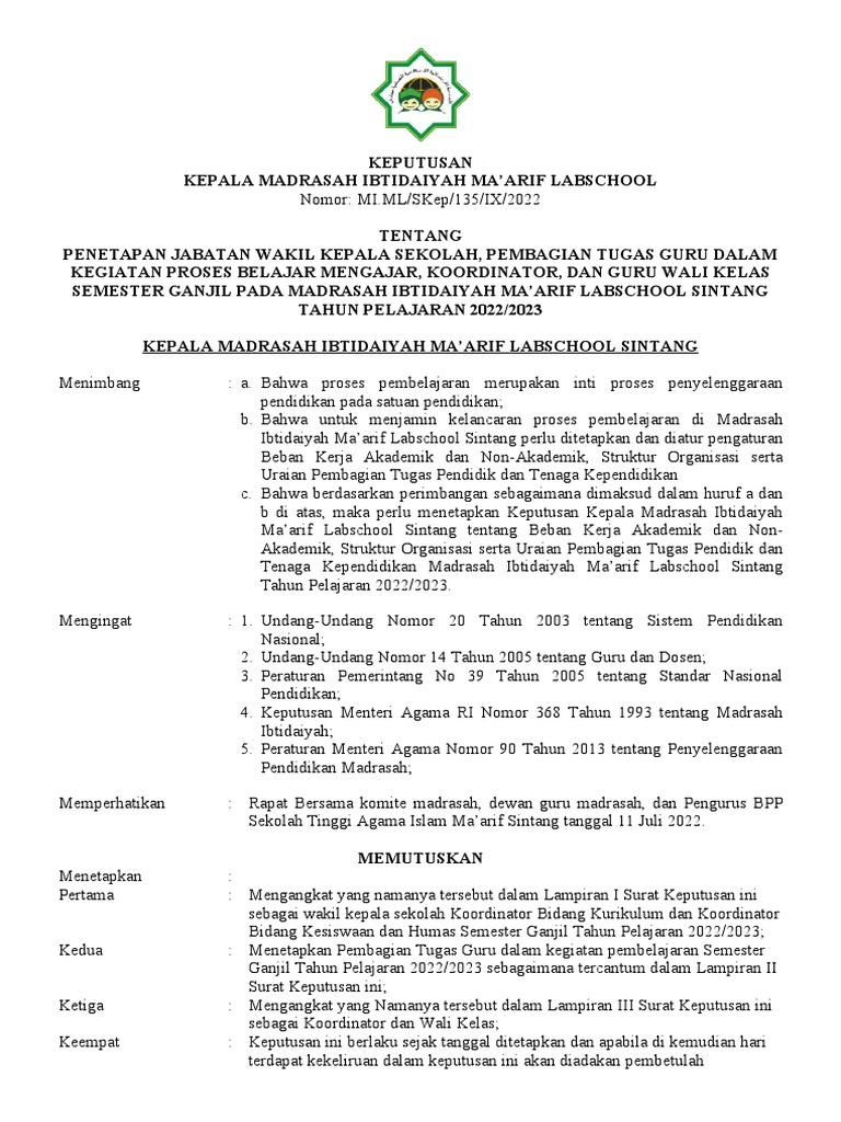 SK Mengajar 2022-2023 GANJIL | PDF
