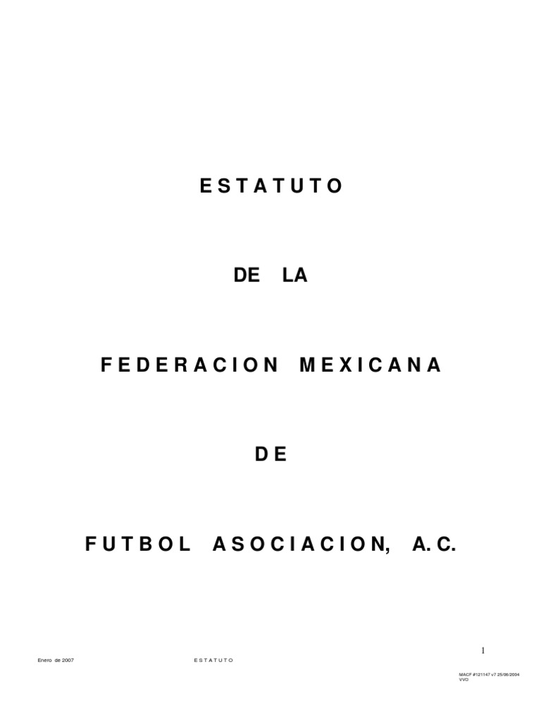 Estatuto FEMEXFUT | PDF | Asociación de Futbol | FIFA