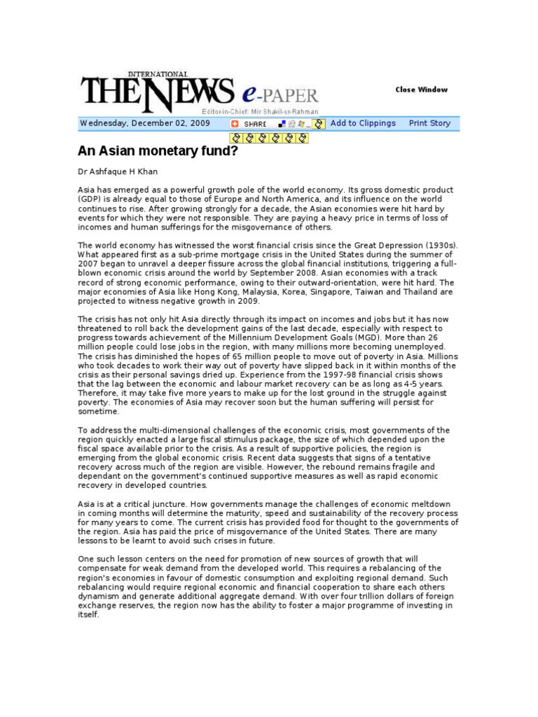 An Asian Monetary Fund | PDF | Financial Crisis Of 2007–2008 ...