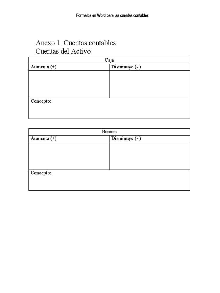 Formato en Word Cuentas Contables | PDF | Derecho empresarial ...