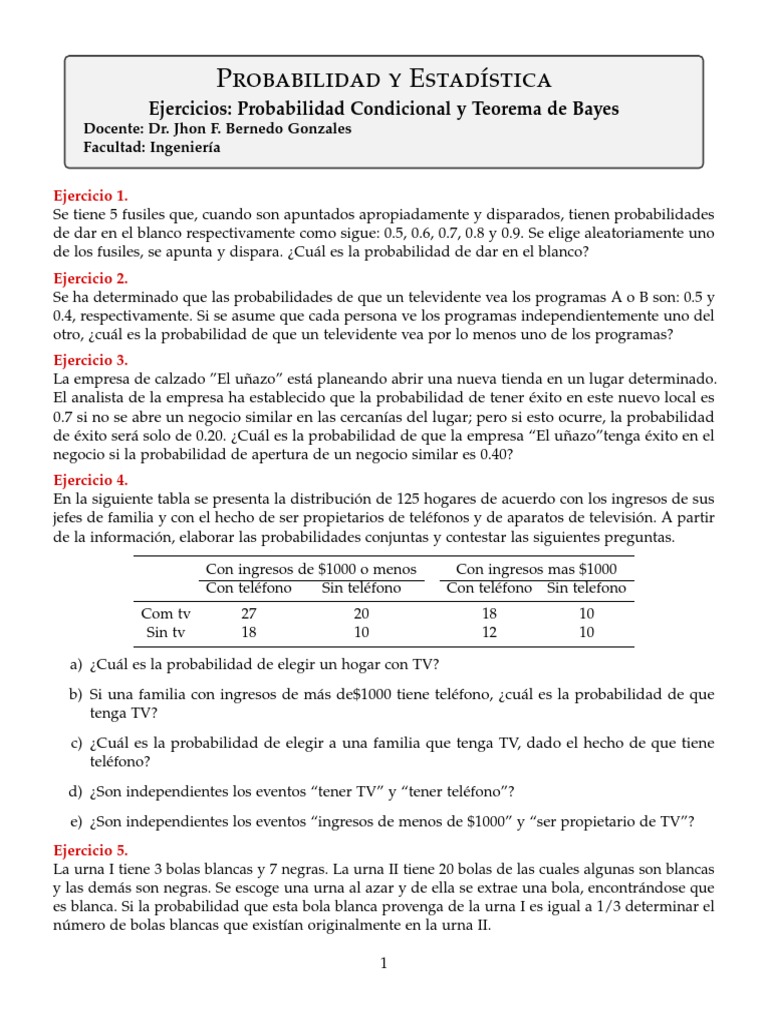 Prob2 Ejercicios Prob Condicional | PDF | Antígeno específico de la próstata | Probabilidad