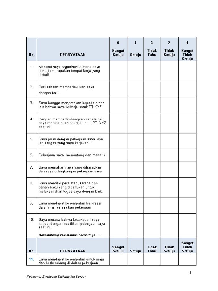 Survey Kepuasan Karyawan Terhadap Perusahaan | PDF