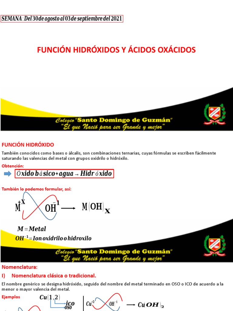 Hidróxidos y Ácidos Oxácidos | PDF | Ácido | Química