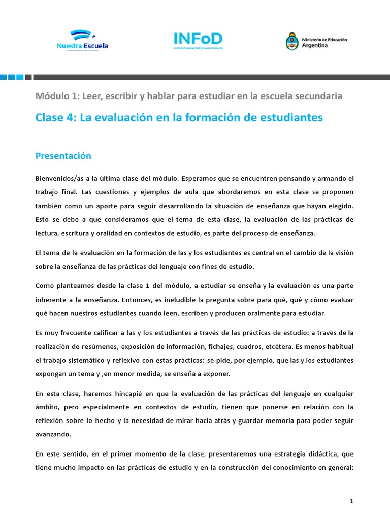 Alees Modulo 1 Clase 4 | PDF | Evaluación | Método de enseñanza