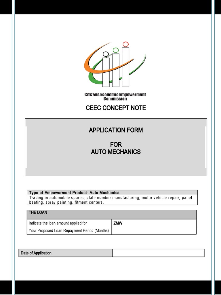 CEEC1_Auto-Mechanics-_Application-Form | PDF | Market (Economics ...