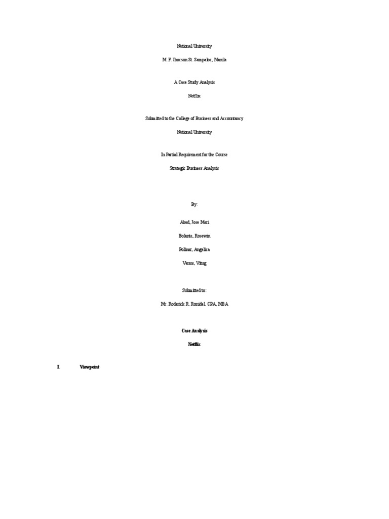 Netflix - Case Study Analysis 1 | PDF | Subscription Business Model ...