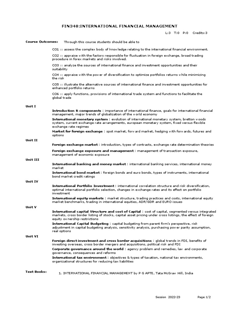 Fin348 International Financial Management | PDF | Foreign Exchange ...