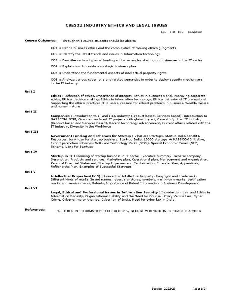 Cse332 Industry Ethics and Legal Issues | PDF | Business Ethics ...