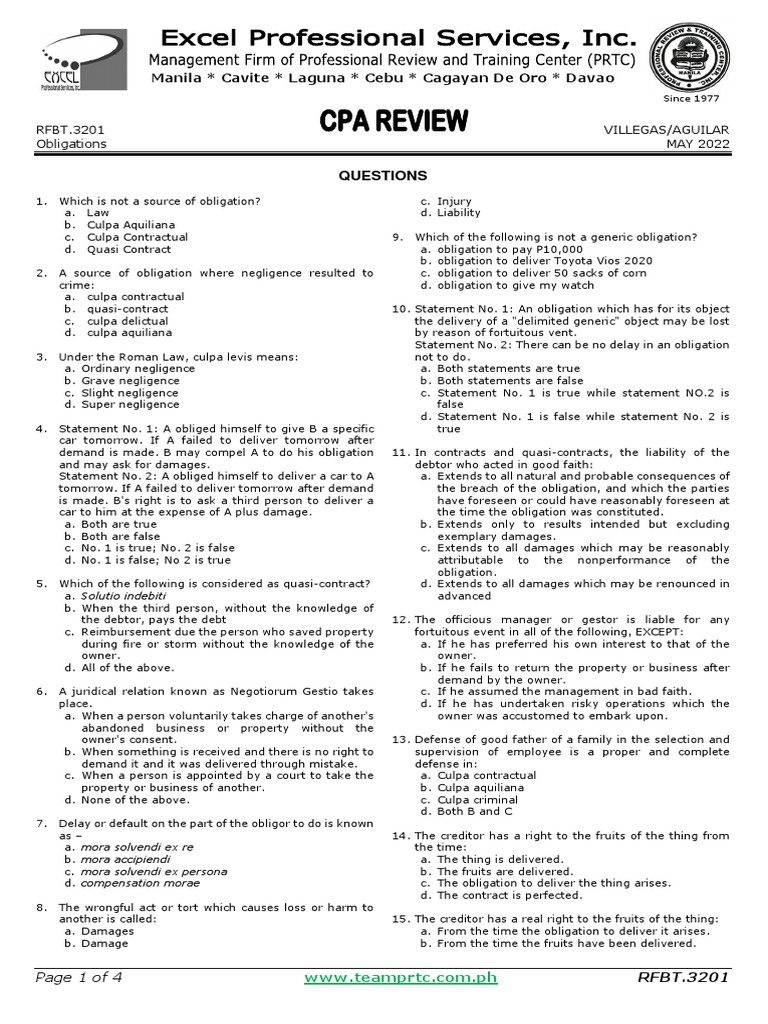 RFBT.3201 Obligations | Download Free PDF | Debtor | Guarantee