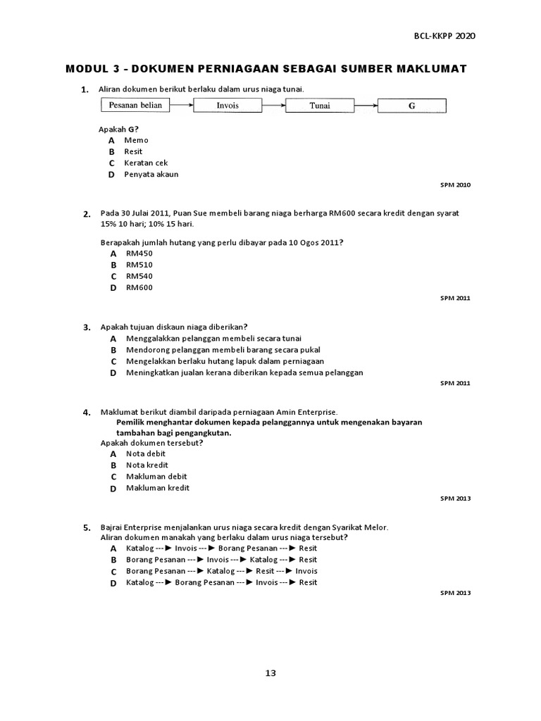 139 Topikal - Kertas - 1 - Prinsip - Perakaunan - SPM - Edisi - 2019 - T4 - Murid-13-18 | PDF