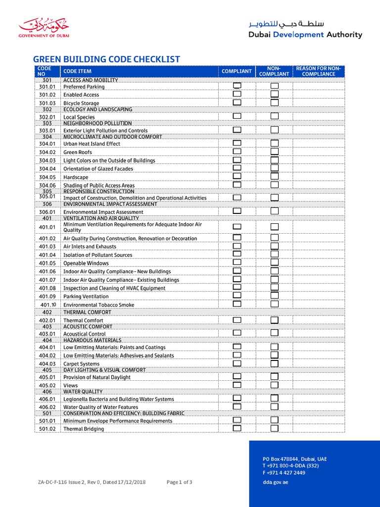 17 ZA DC F 116 Green Building Code Checklist | PDF