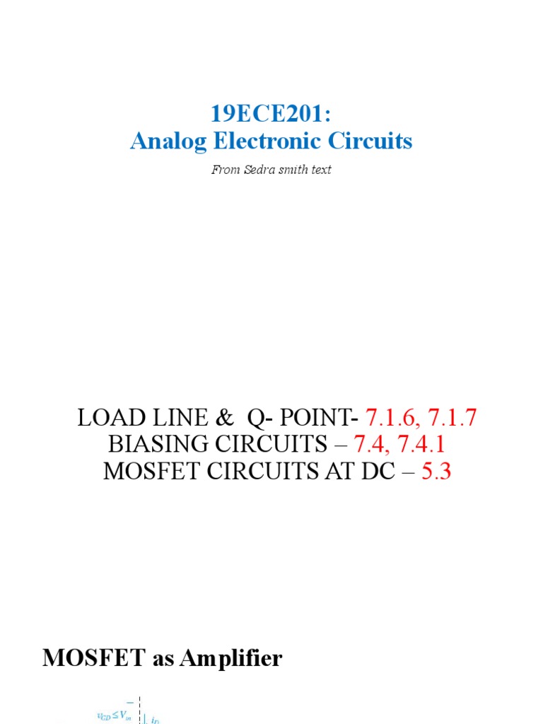 19ECE201: Analog Electronic Circuits: From Sedra Smith Text | PDF ...